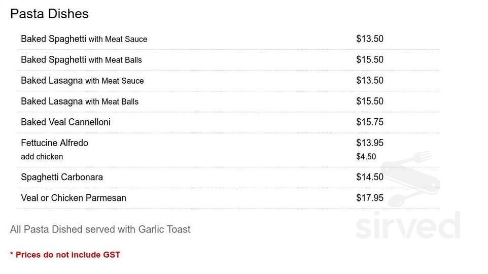 Ogden Pizza & Pub menu in Calgary, Alberta, Canada