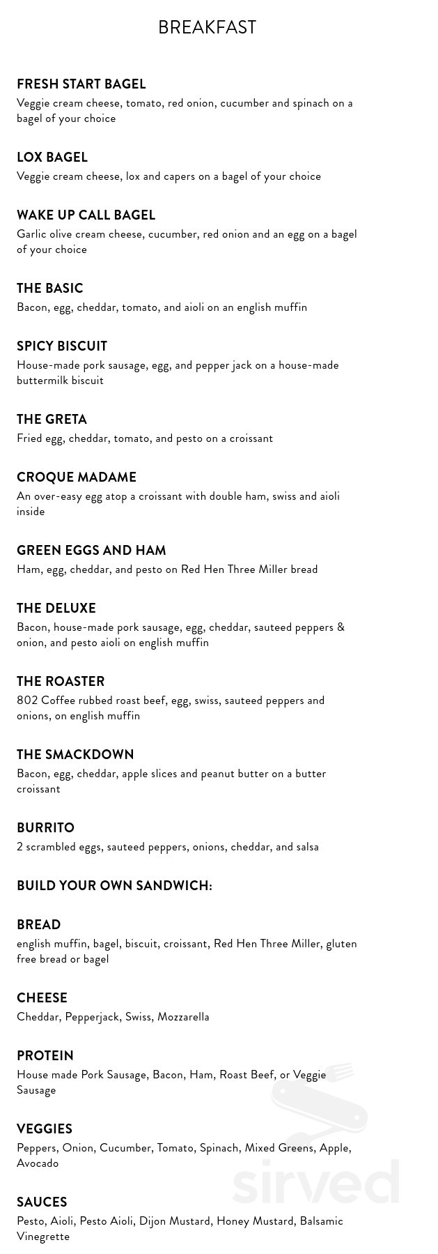 Capitol Grounds Cafe menu in Montpelier, Vermont, USA