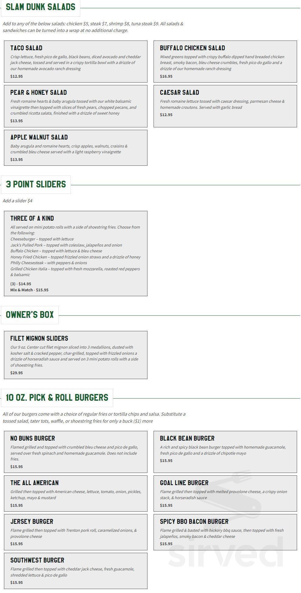 Jack's Goal Line Stand menu in Long Branch, New Jersey, USA