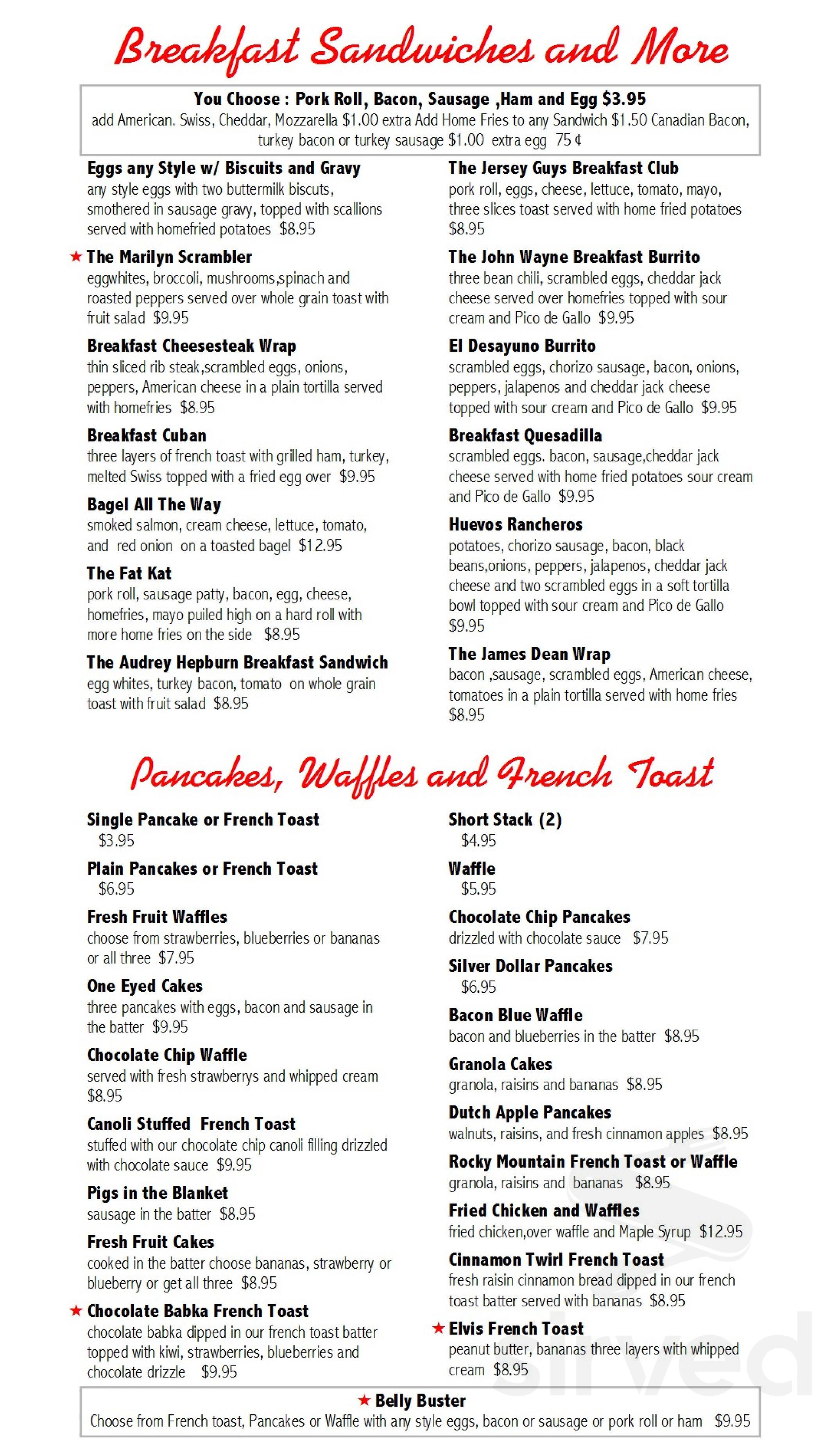 Broad Street Diner menu in Keyport, New Jersey, USA