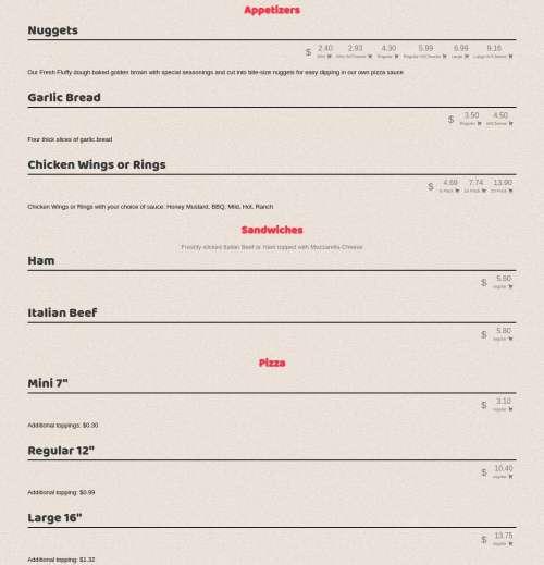 Pizza's By Marchelloni menu in Hermitage, Pennsylvania, USA