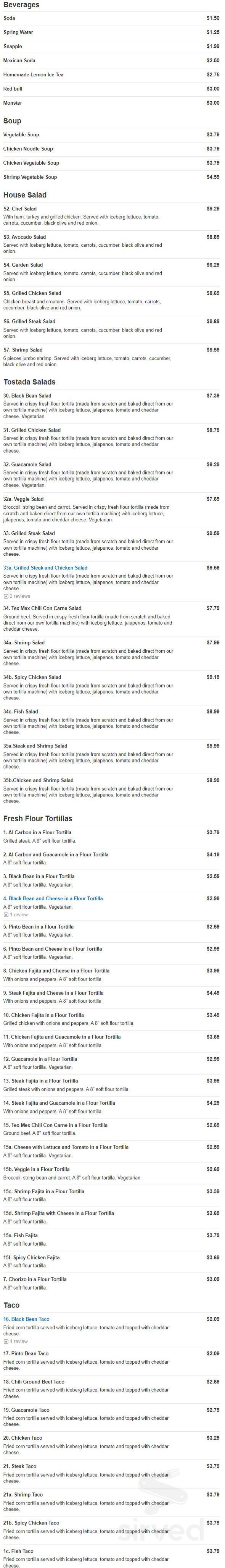 Fresca Tortilla menu in Queens, New York, USA