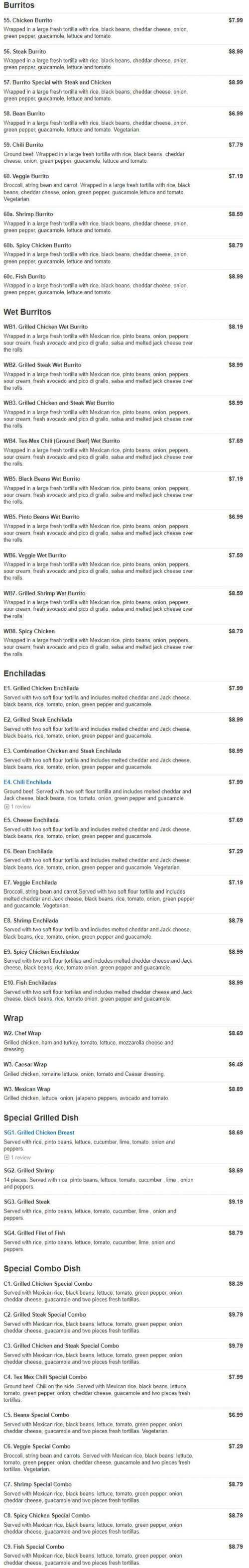 Fresca Tortilla menu in Queens, New York, USA