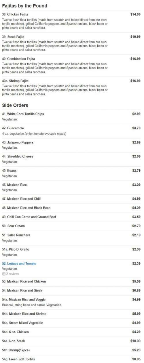 Fresca Tortilla menu in Queens, New York, USA