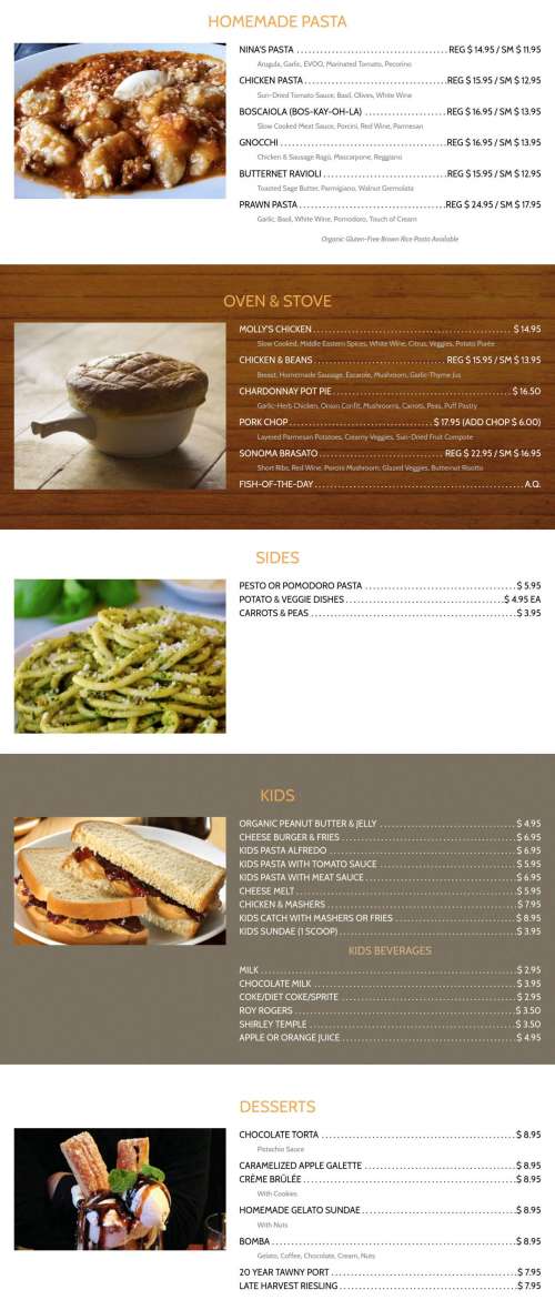 Flavor Bistro menu in Sebastopol, California, USA