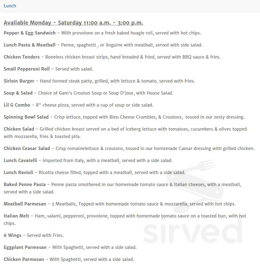 Giangelo's Pizzeria Italian Restaurant & Bar menus in Youngstown, Ohio ...