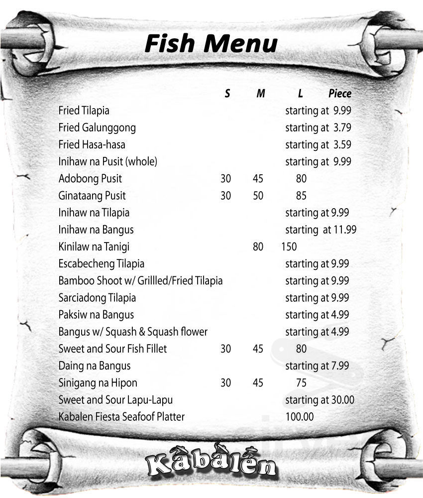 Kabalen Restaurant menu in North York, Ontario, Canada