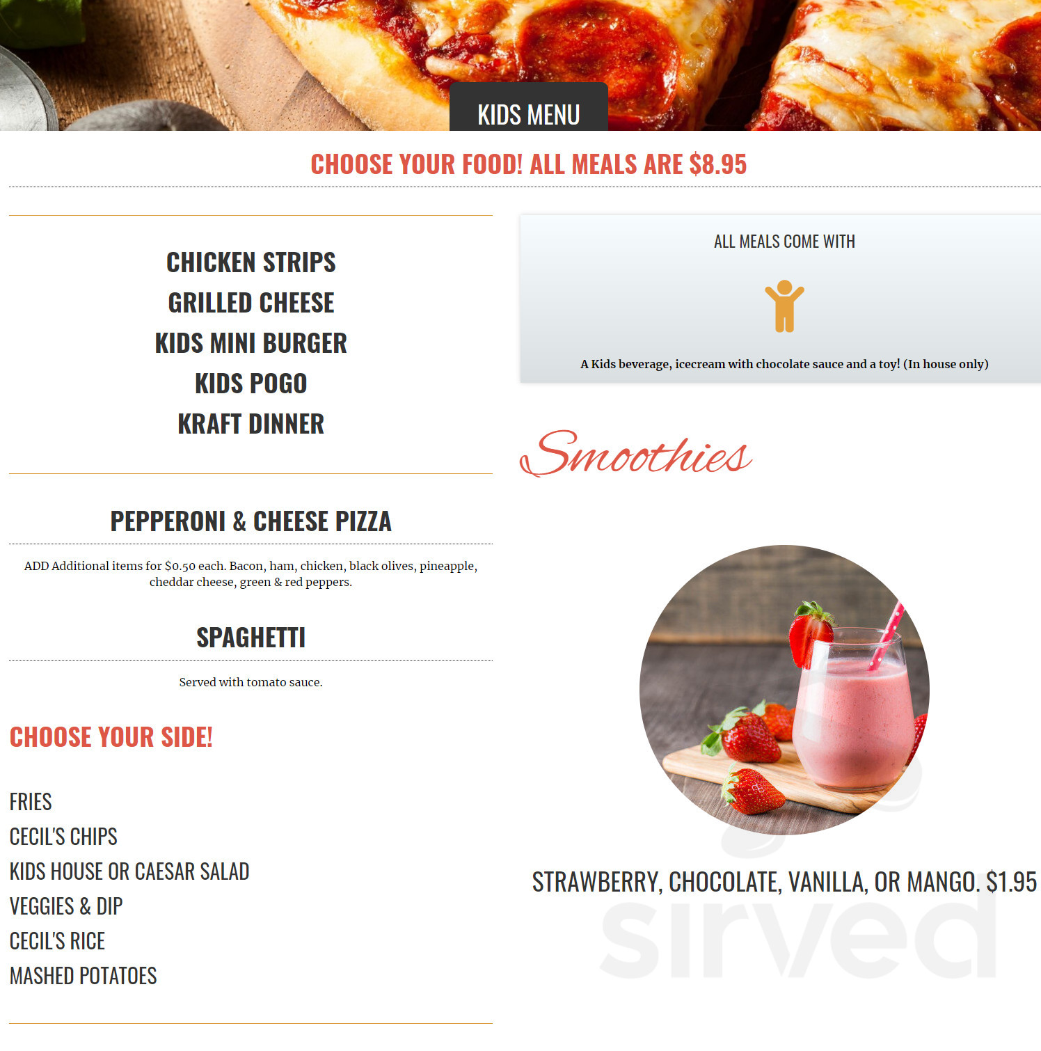 Menu for Cecil's Brewhouse and Kitchen in North Bay, ON | Sirved