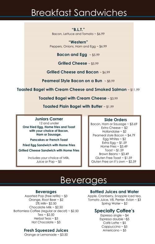 Elm Street Cafe Grill menu in Grimsby, Ontario, Canada