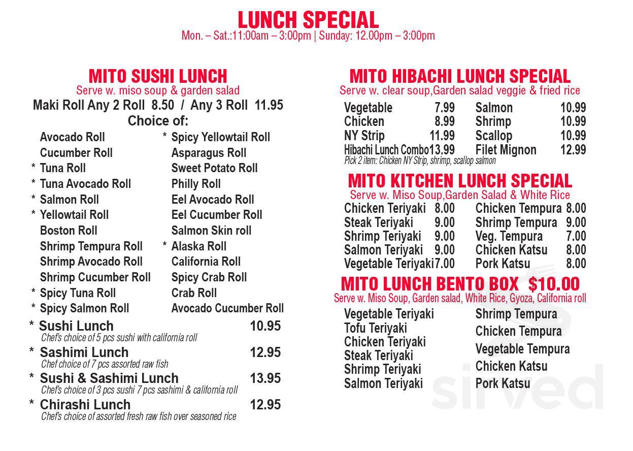 Mito Sushi And Grill menu in Clermont, Florida, USA