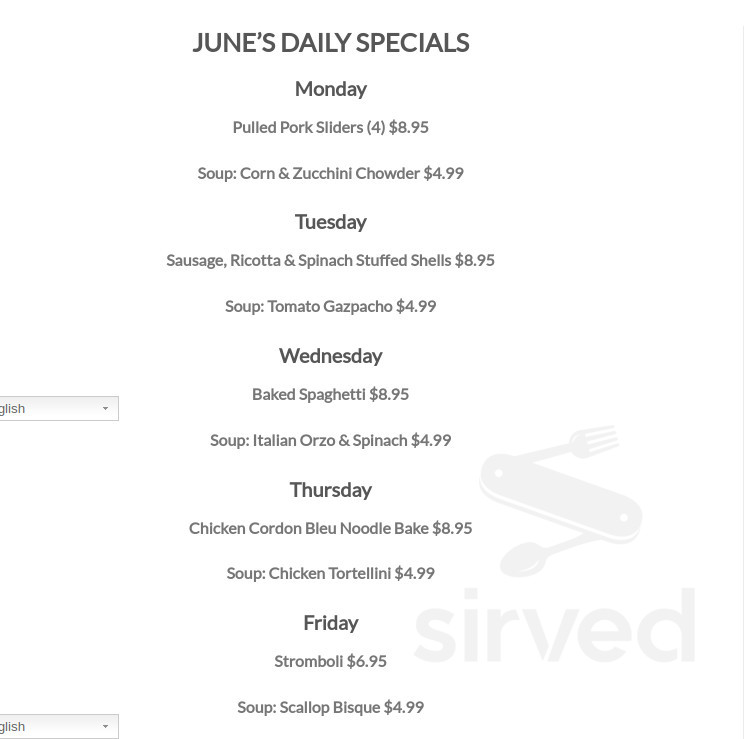 Frank Anthony's Seaport Market menu in Boston, Massachusetts, USA