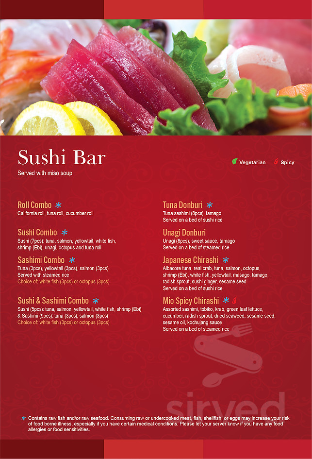 Menu - Portland OR's Mio Sushi | Sirved