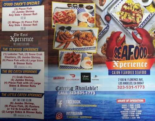 Seafood Xperience menu in Los Angeles, California, USA