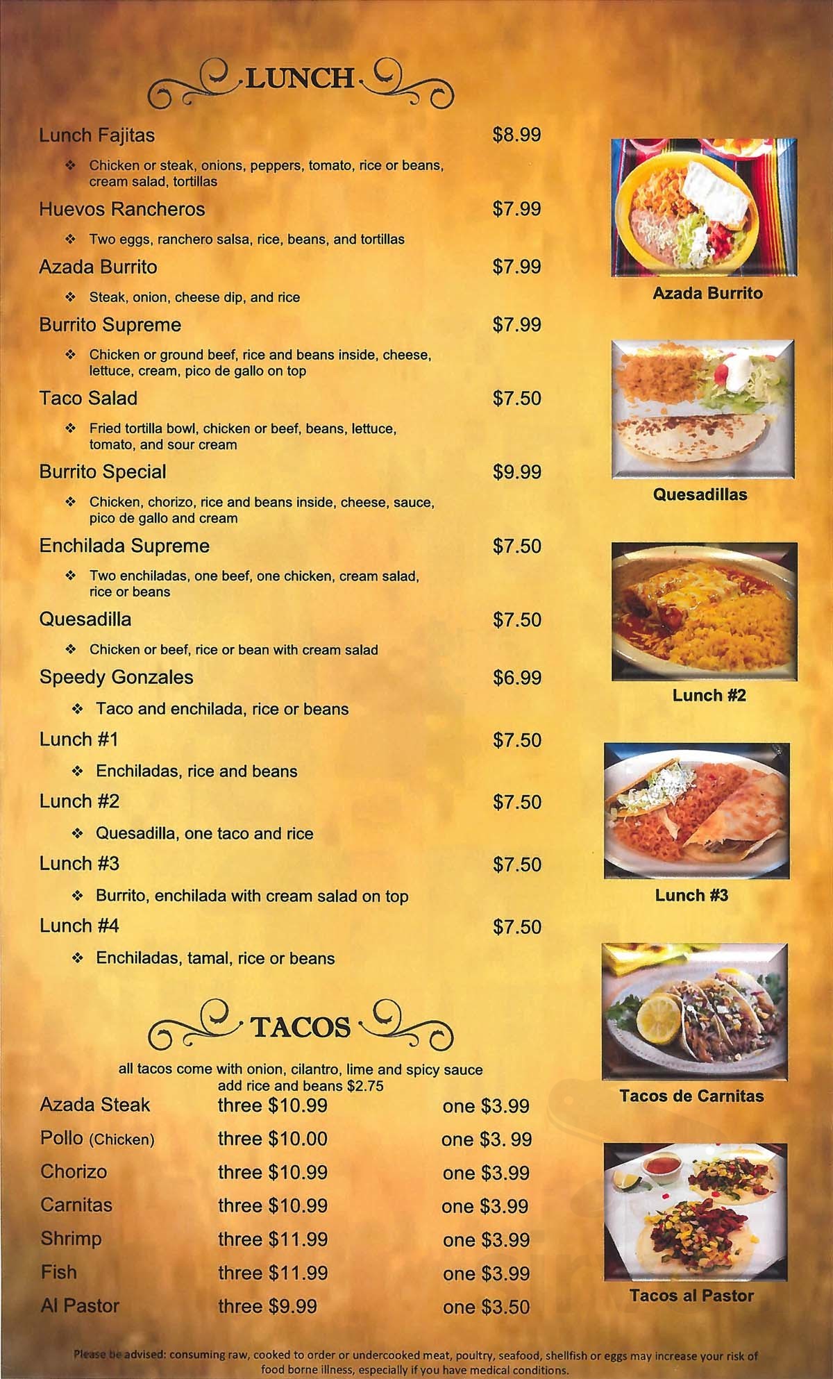 Mezcal Mexican Grill restaurant menu in Hampton, Virginia, USA