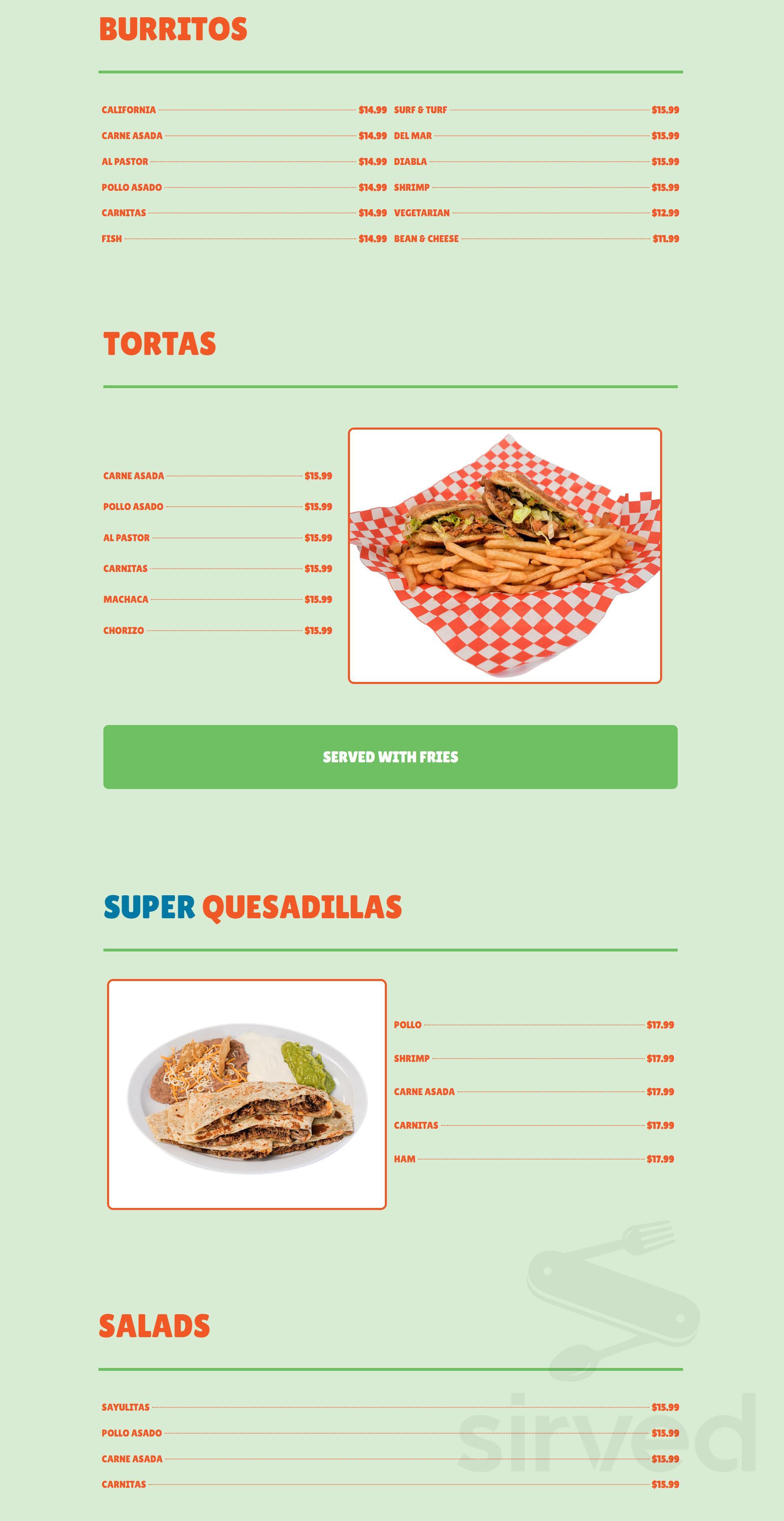 Sayulitas Mexican Food menu in Las Vegas, Nevada, USA