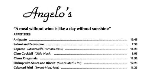Menu for Angelo's in Lyndhurst, NJ | Sirved