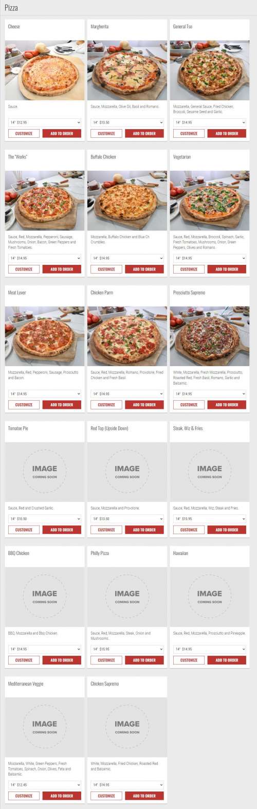 OG Pizza menu in Philadelphia, Pennsylvania, USA