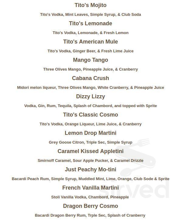 Tj Smith's restaurant & bar menu in Warrington, Pennsylvania, USA