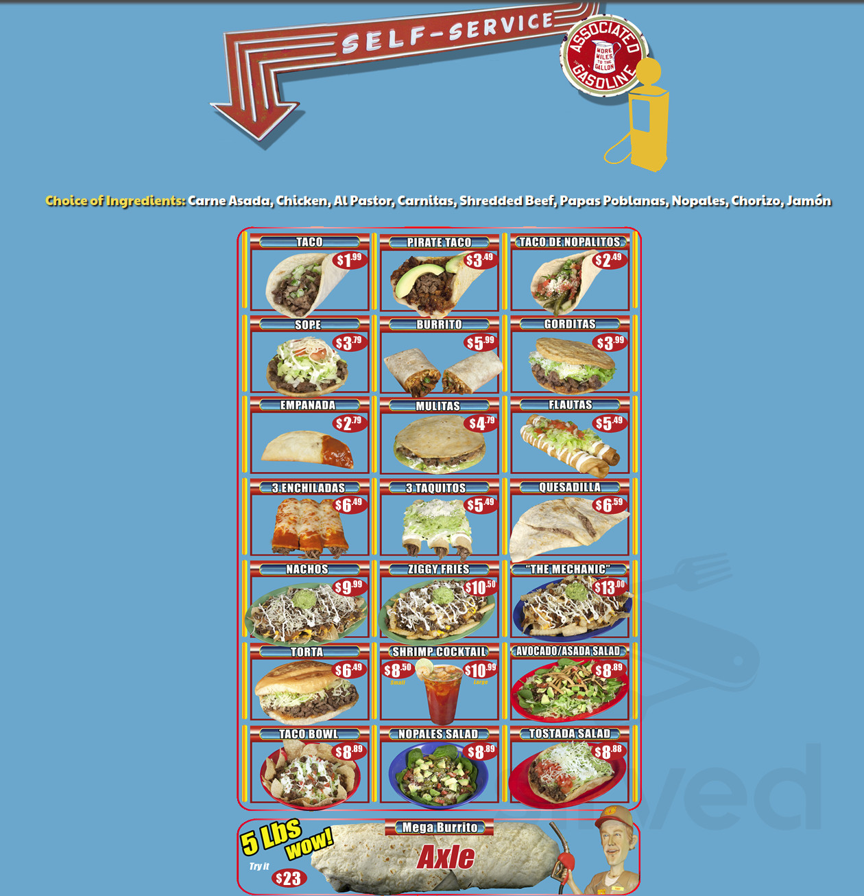Taco Station menu in Riverside, California, USA
