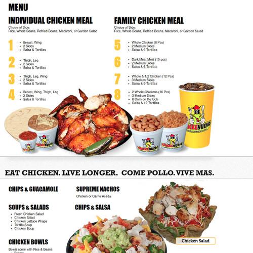 Chickenuevo menu in Tucson, Arizona, USA