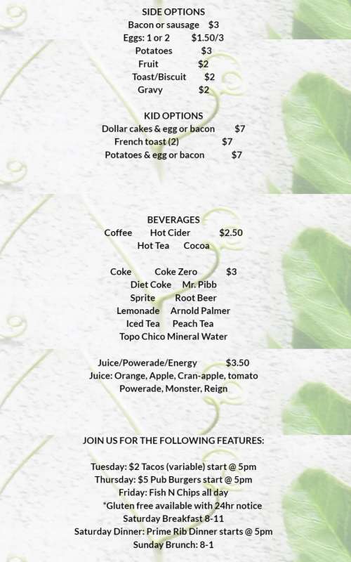 Dusty Green Cafe Port Ludlow menu in Port Ludlow, Washington, USA Dusty Green Cafe Port Ludlow menu in Port Ludlow, Washington, USA