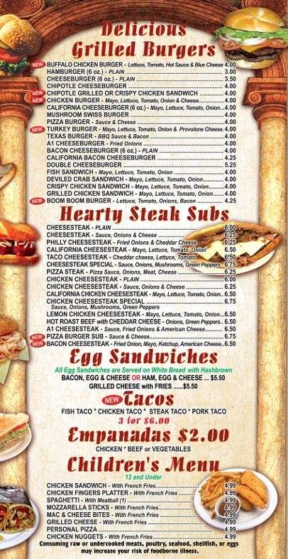 Anthony's Pizza menu in Frackville, Pennsylvania, USA