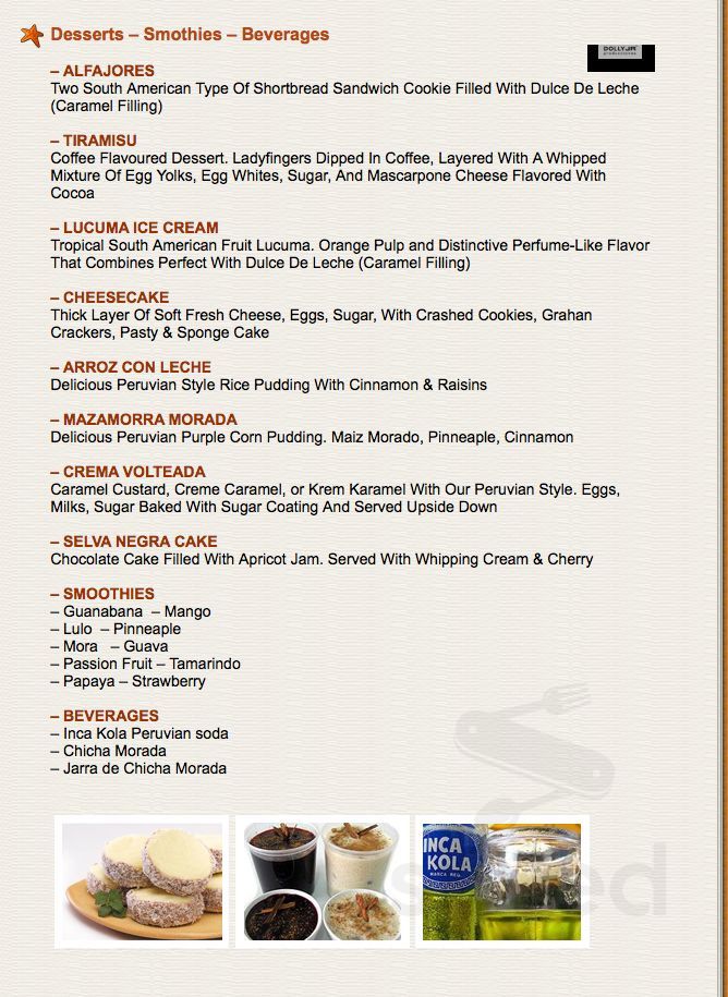 Pisco Sour Restaurant & Lounge menus in Aurora, Colorado, United States