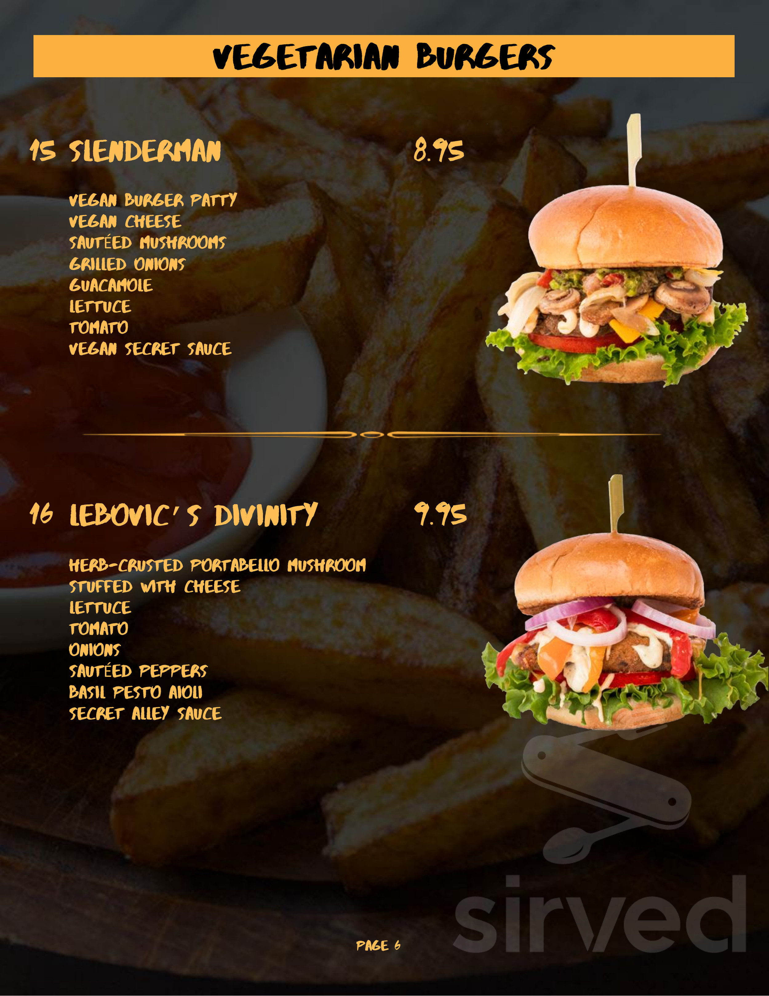 Menu - Scarborough ON's The Burger Alley | Sirved