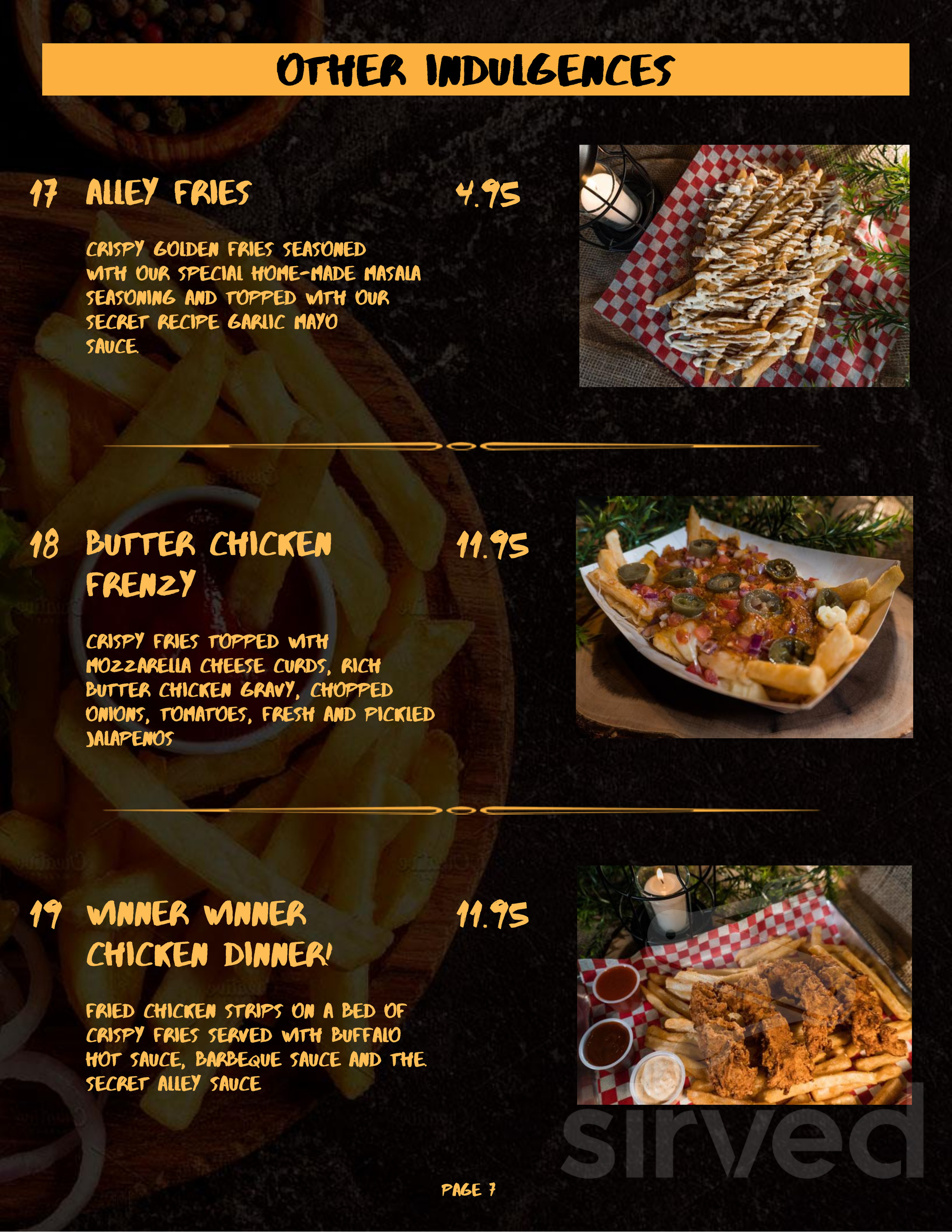 Menu - Scarborough ON's The Burger Alley | Sirved