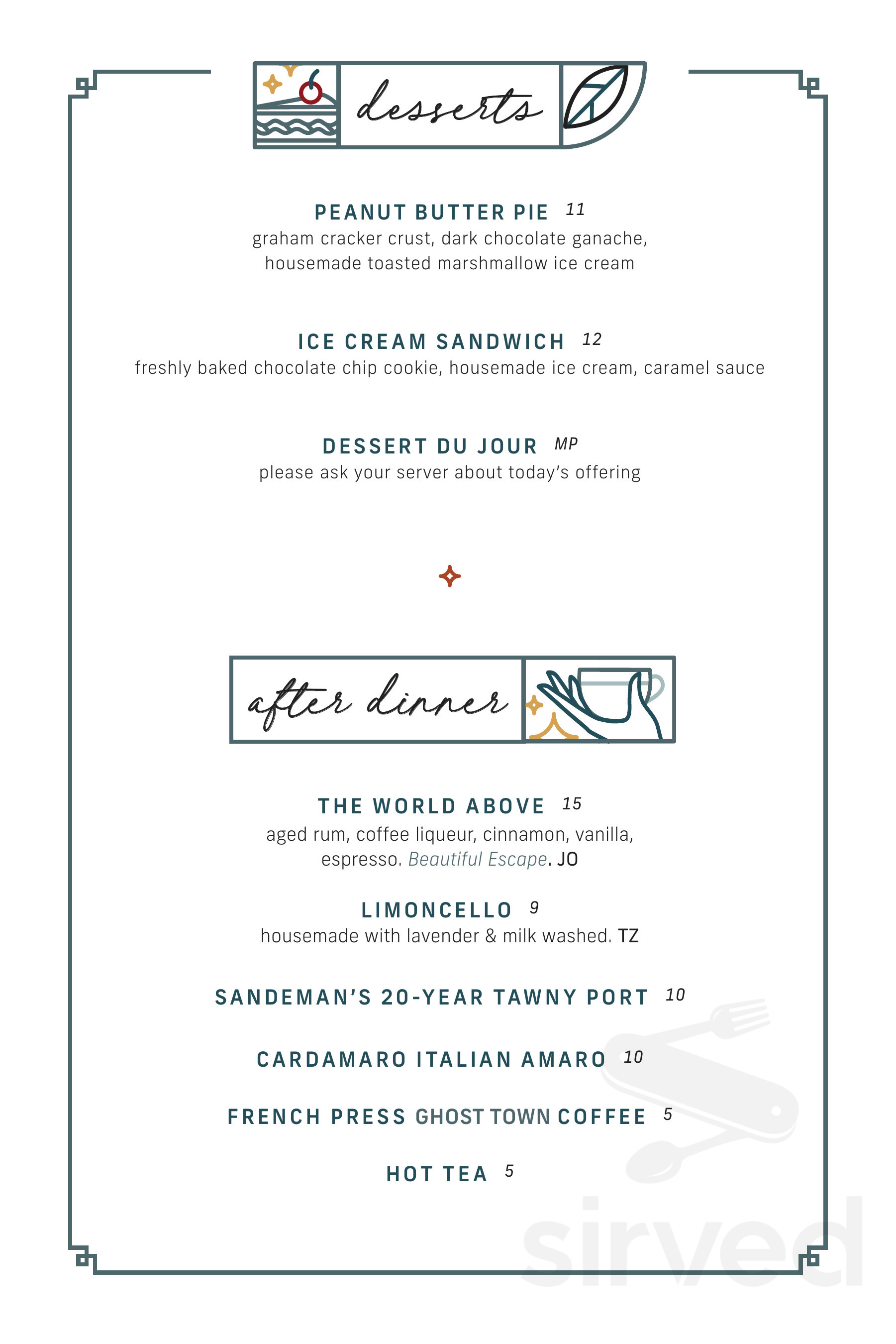 Brigade menu in Bozeman, Montana, USA