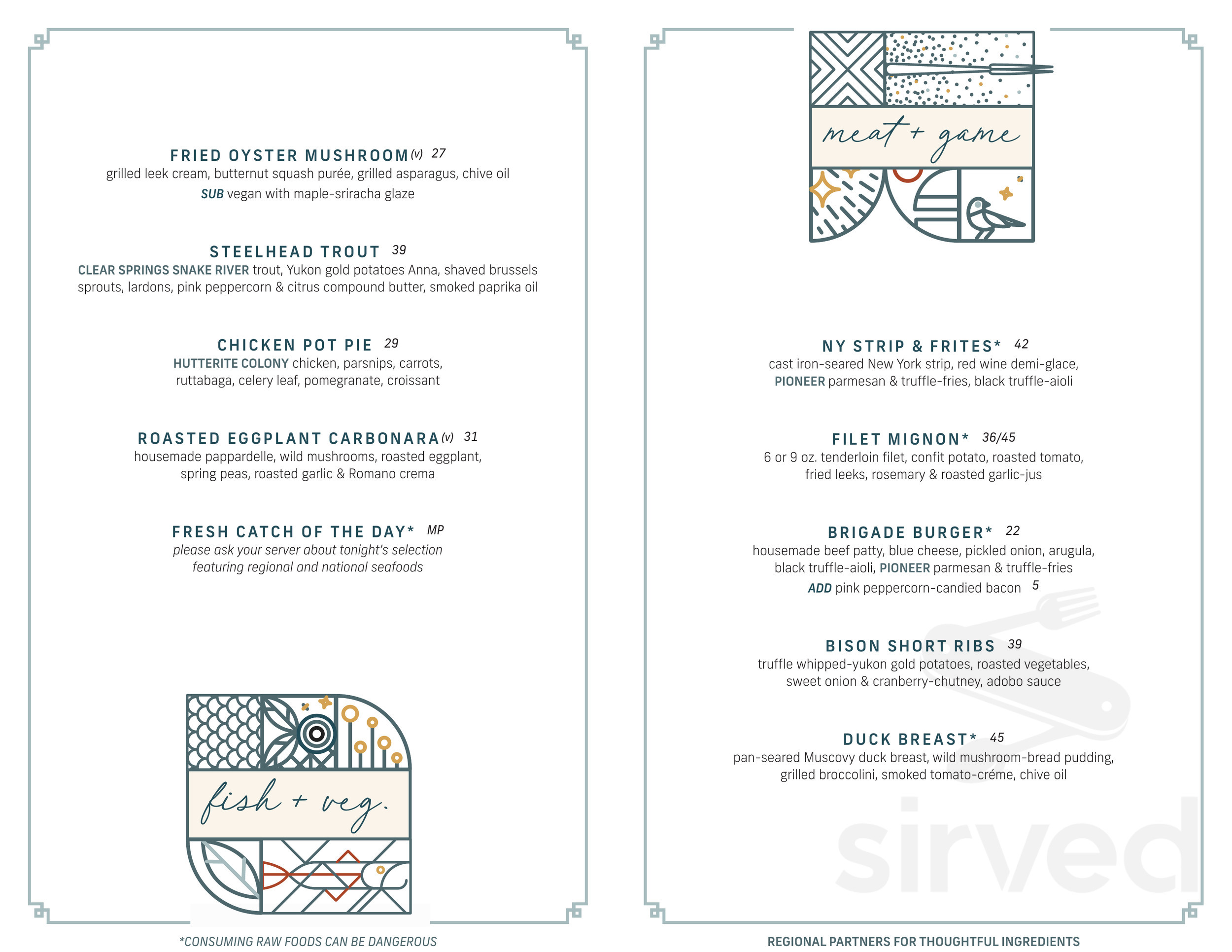 Brigade menu in Bozeman, Montana, USA