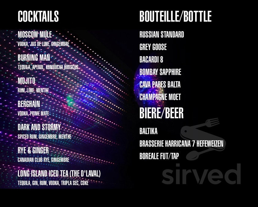 Menu for Bar Datcha in Montréal, QC | Sirved