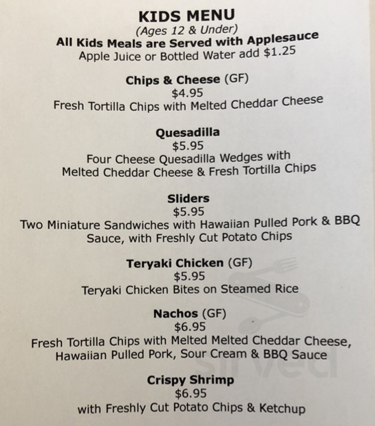 Zeke's Island Express menu in Bettendorf, Iowa, USA