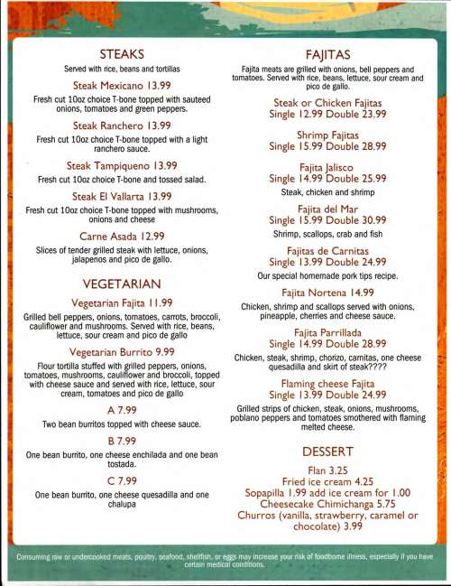 Playa Vallarta Mexican Grill menu in Jefferson, Wisconsin, USA