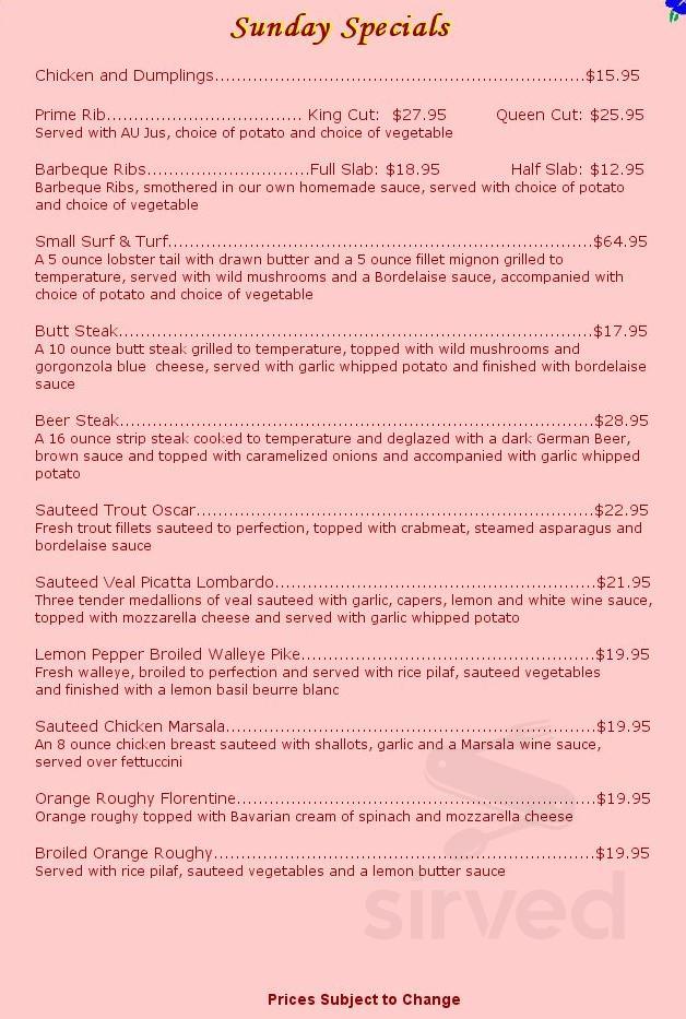 Menu for Chef Klaus' Bier Stube ???????? in Frankfort, IL | Sirved