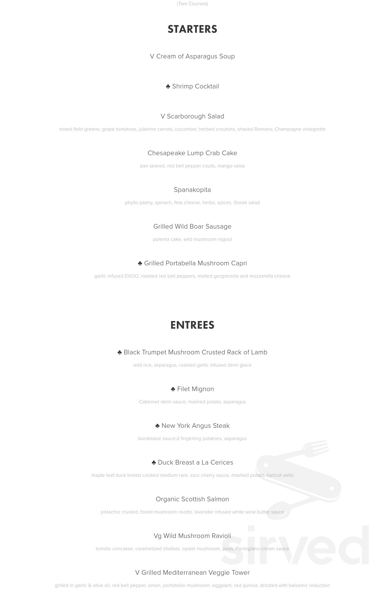 Scarborough Fair Restaurant menus in Sea Girt, New Jersey, United States