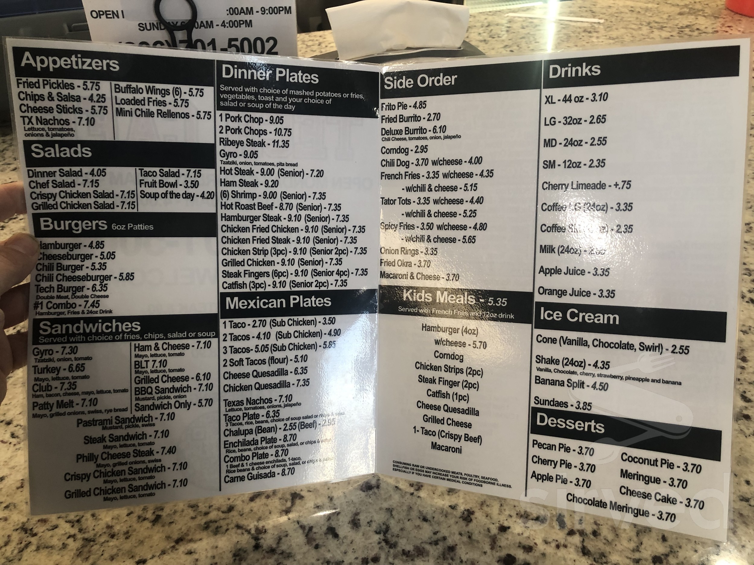 Tech Cafe Menu In Lubbock Texas USA