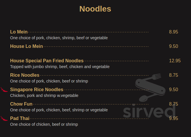 Orient Pearl menu in Epping, New Hampshire, USA