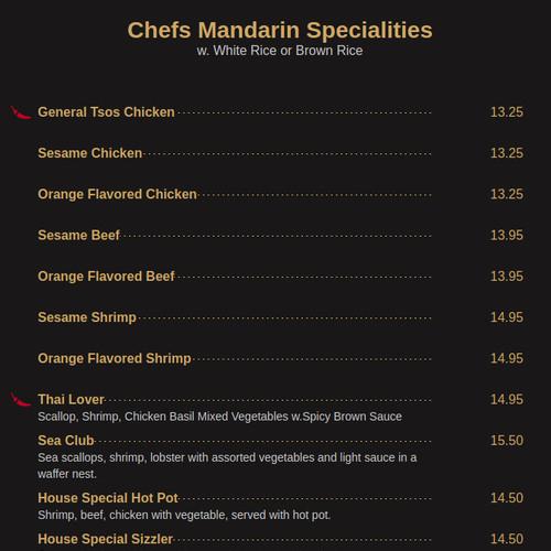 Orient Pearl menu in Epping, New Hampshire, USA