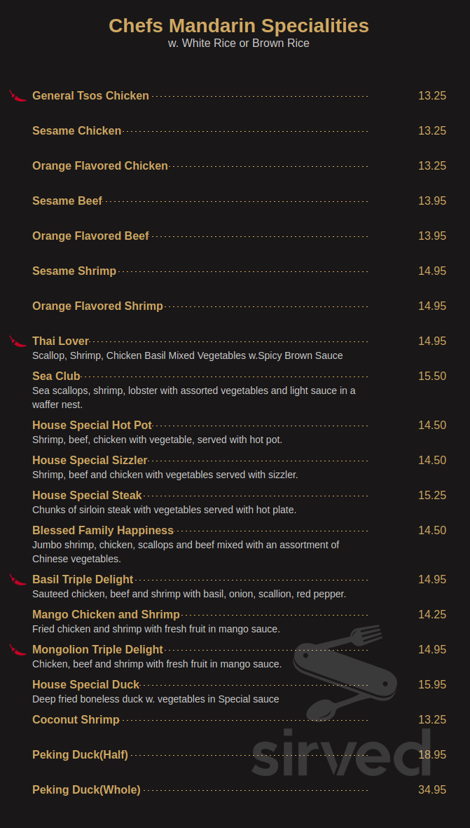 Orient Pearl menu in Epping, New Hampshire, USA