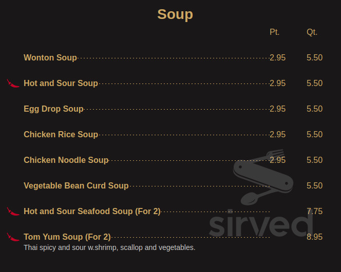 Orient Pearl menu in Epping, New Hampshire, USA