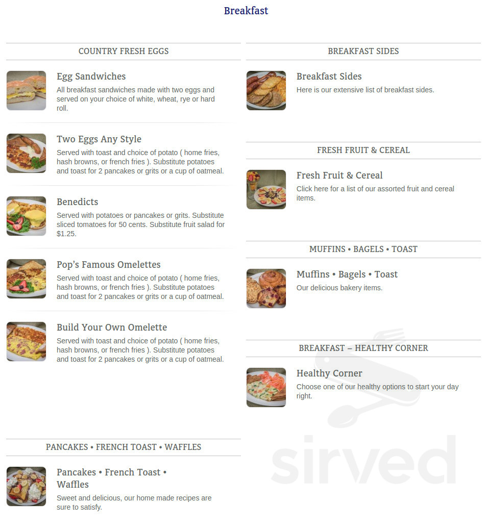 Pop's Family Restaurant menus in Milford, Connecticut, United States