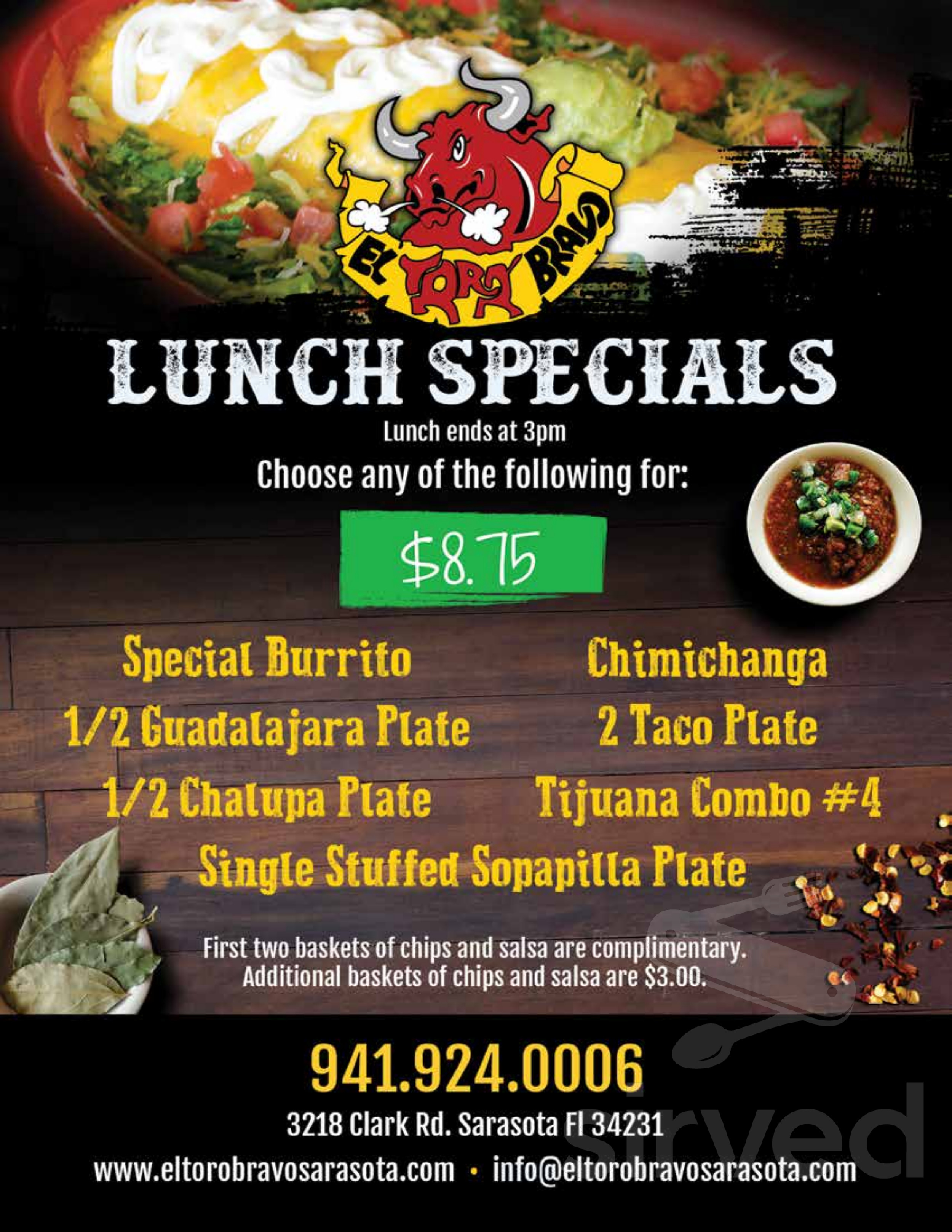 El Toro Bravo Restaurant menu in Sarasota, Florida, USA