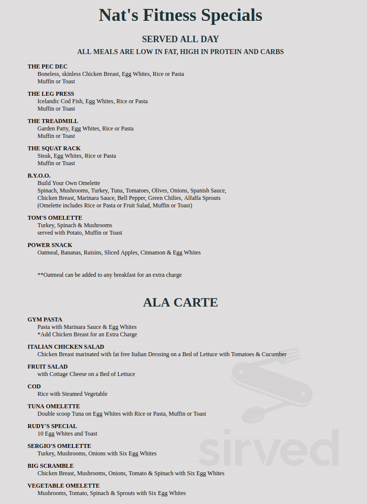 Nat's Early Bite menu in Sherman Oaks, California, USA