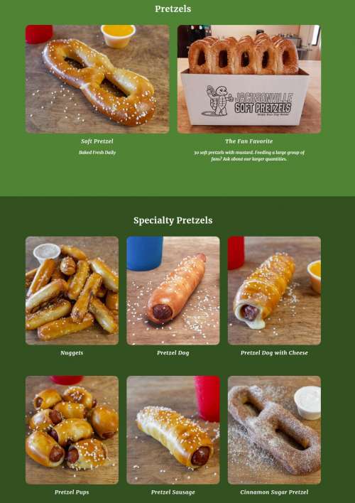 Jacksonville Soft Pretzels menu in Jacksonville, Florida, USA