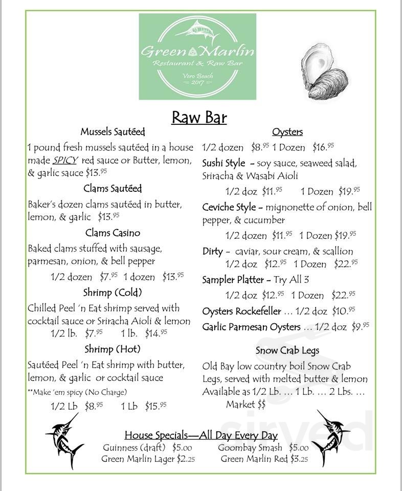Green Marlin menus in Vero Beach, Florida, United States