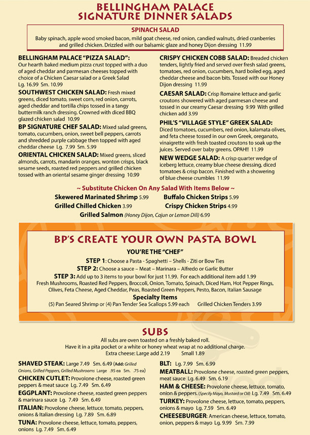 Bellingham Palace menu in Bellingham, Massachusetts, USA