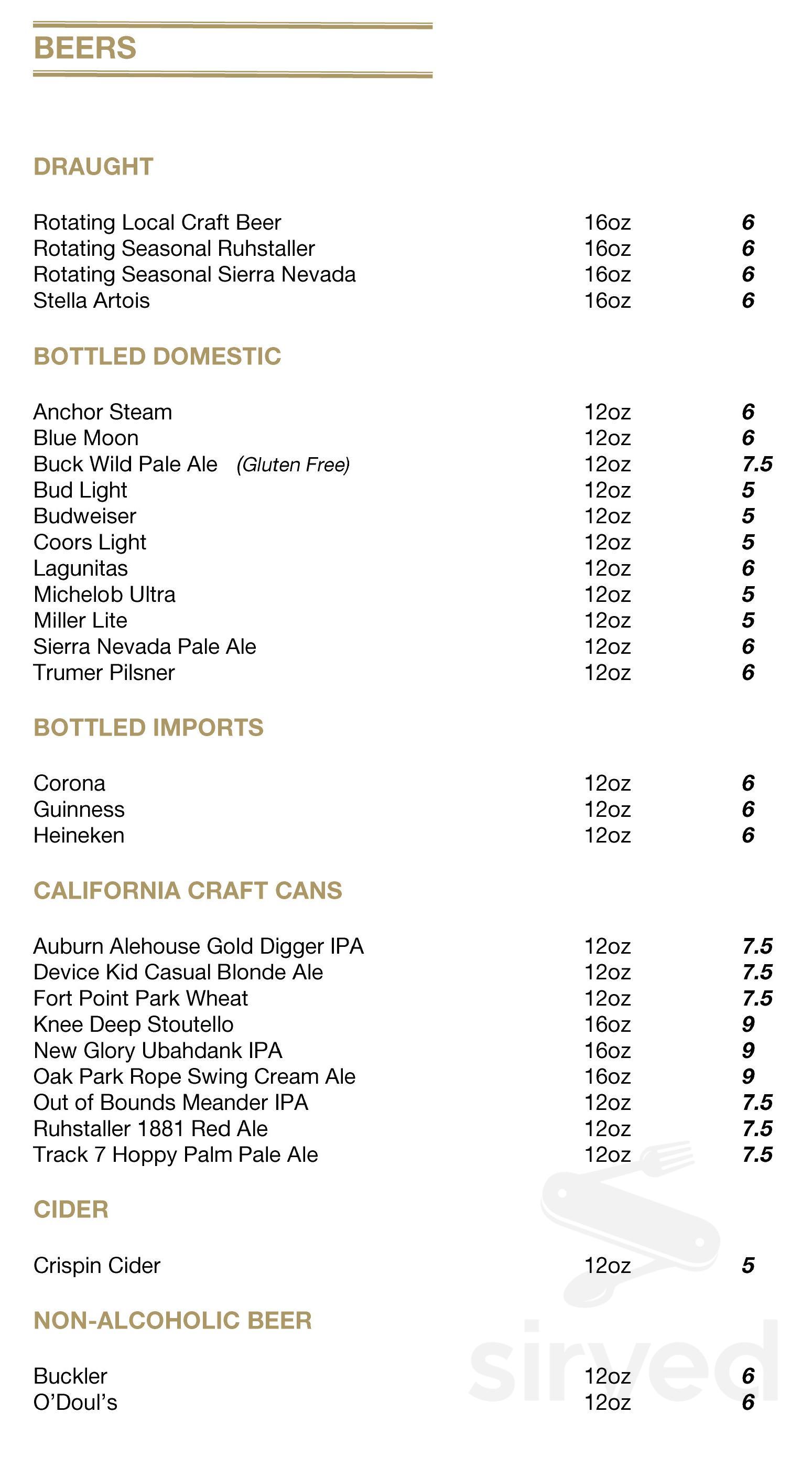 Menu for Dawson's Steakhouse in Sacramento, California, United States