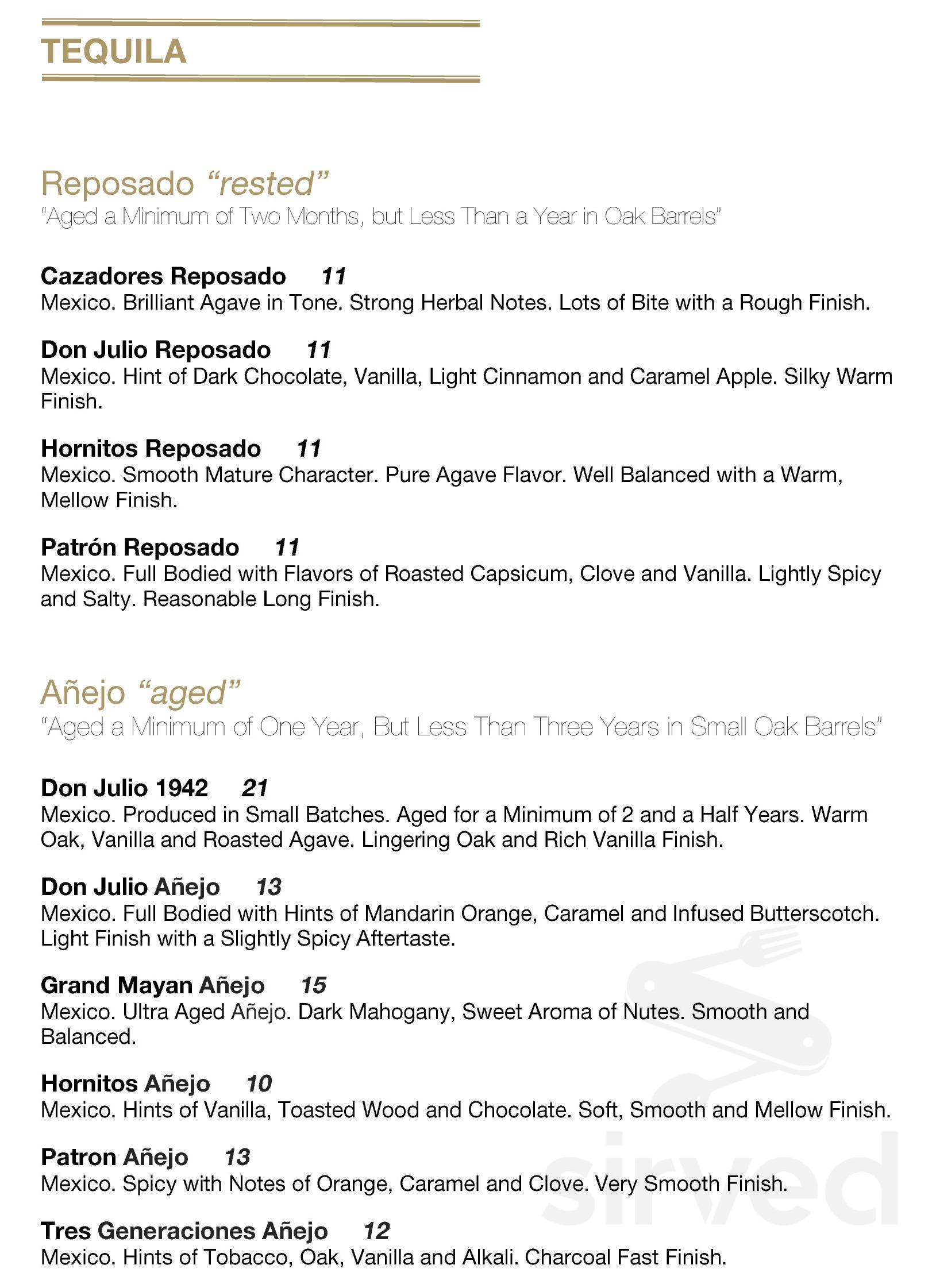 Dawson's Steakhouse menu in Sacramento, California, USA