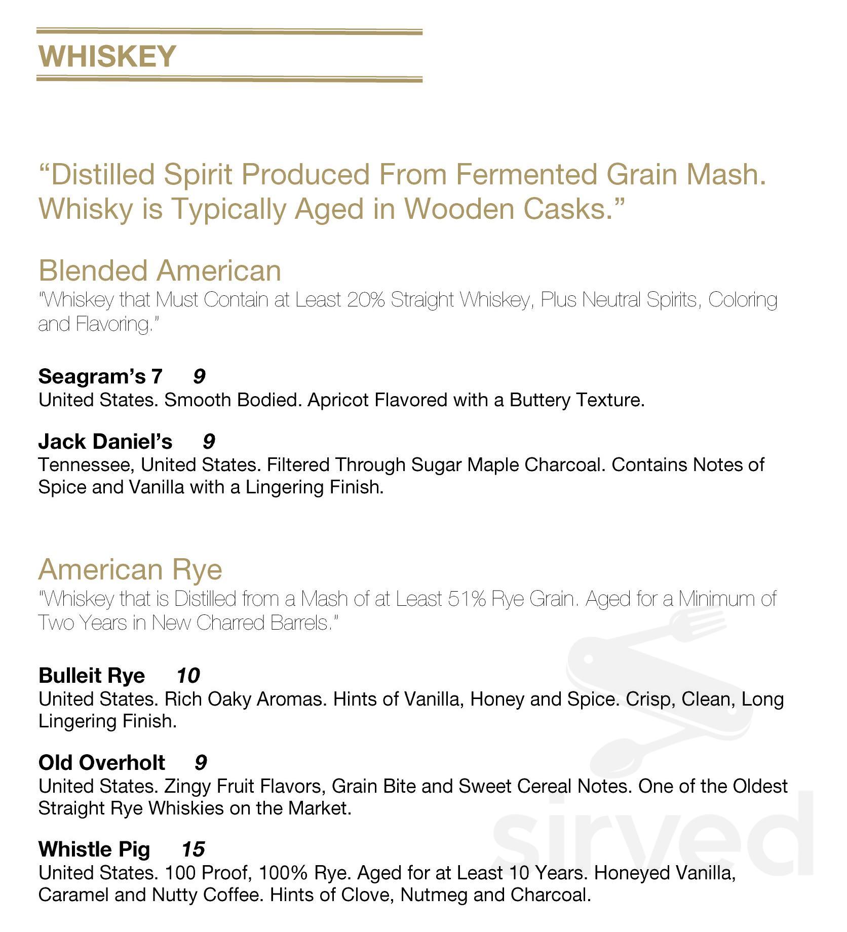 Menu for Dawson's Steakhouse in Sacramento, California, United States